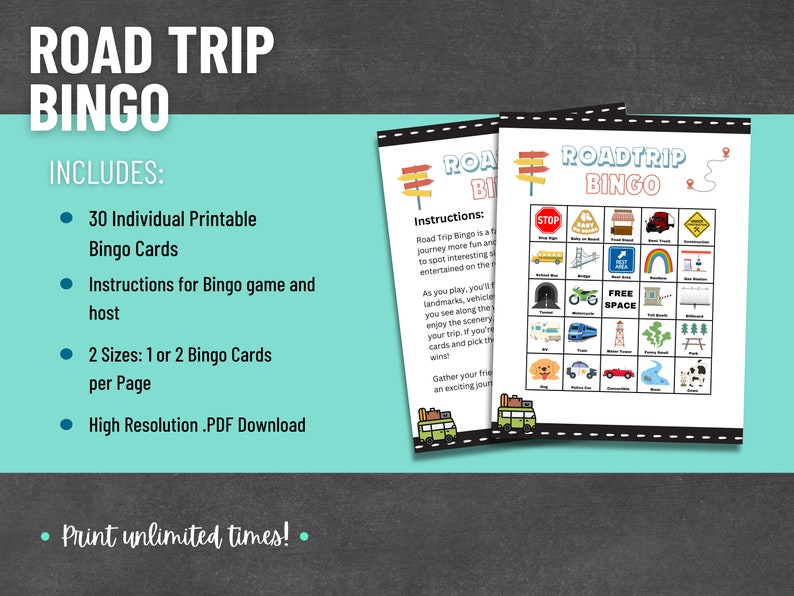 Roadtrip Bingo Printable Game | Fun Travel-themed Activity | Perfect ...