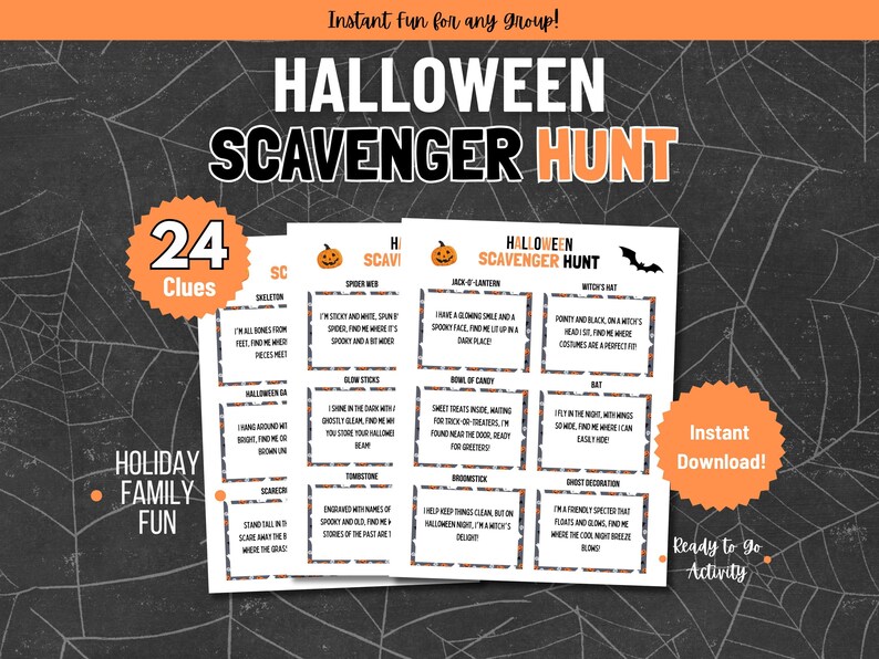 Halloween Scavenger Hunt Game for Kids and Families | Printable ...
