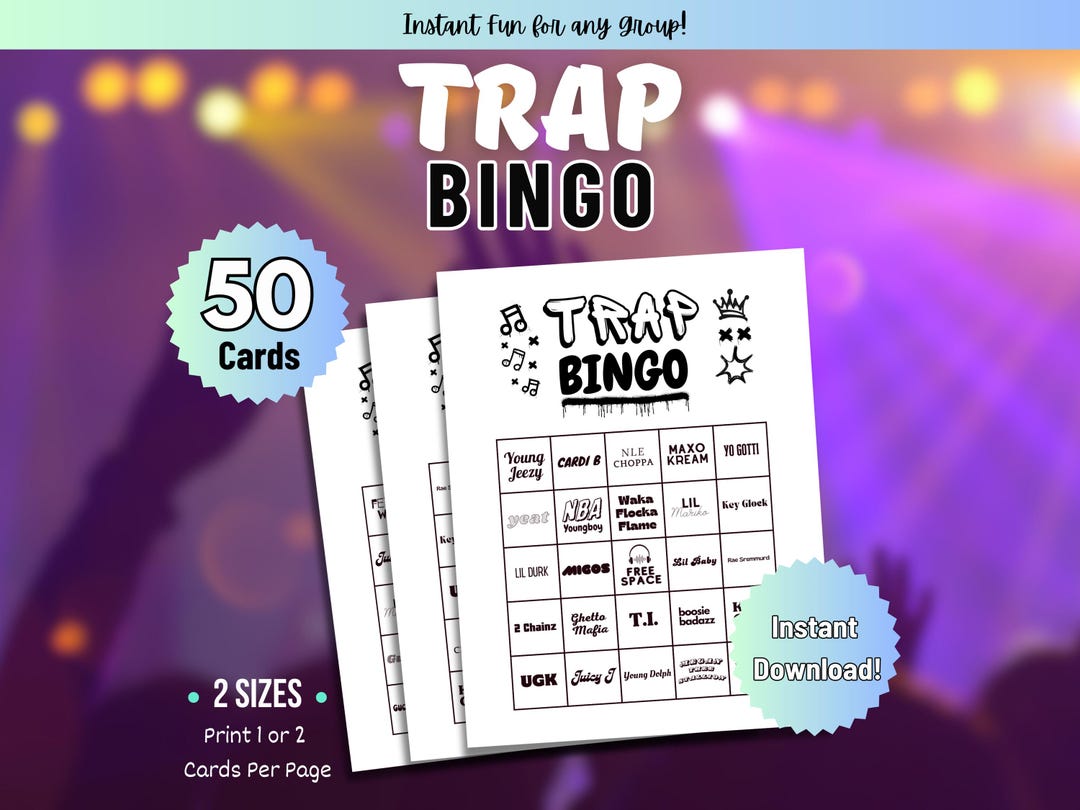 Trap Bingo Printable | Hip-hop Bingo Game | Music Bingo | 100 Cards ...