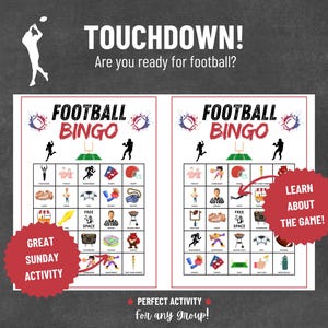 Football Bingo Printable | Fun Football Party Game | Perfect for Game ...