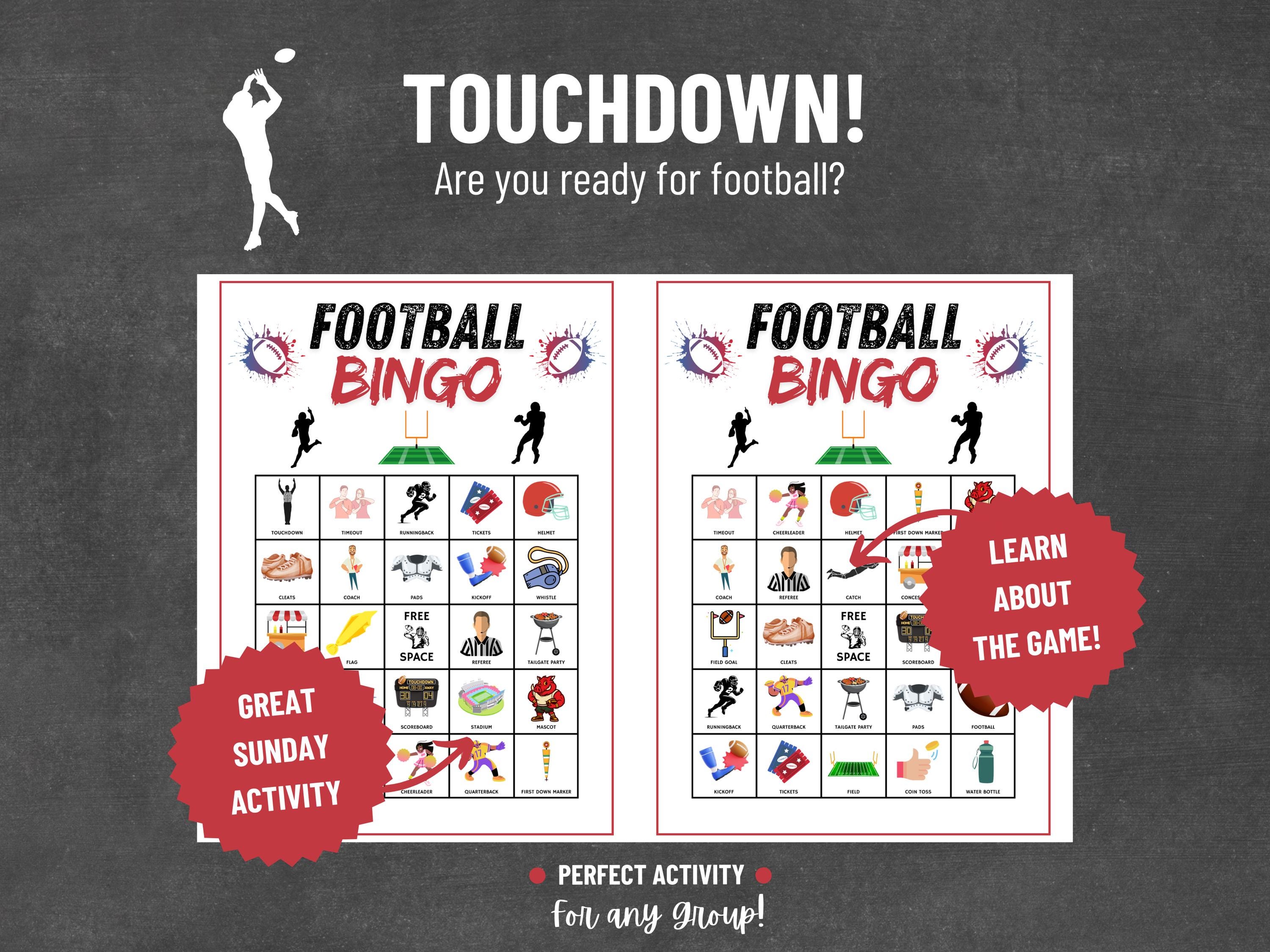 Football Bingo Printable | Fun Football Party Game | Perfect for Game ...