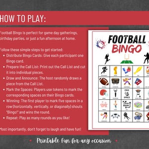 Football Bingo Printable | Fun Football Party Game | Perfect for Game ...