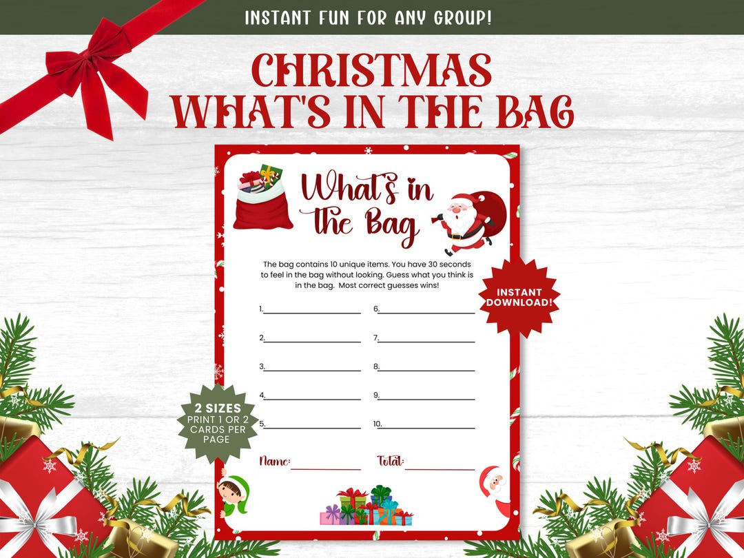 Whats in the Bag Game Fun Christmas Game Guessing Game Gift Exchange ...