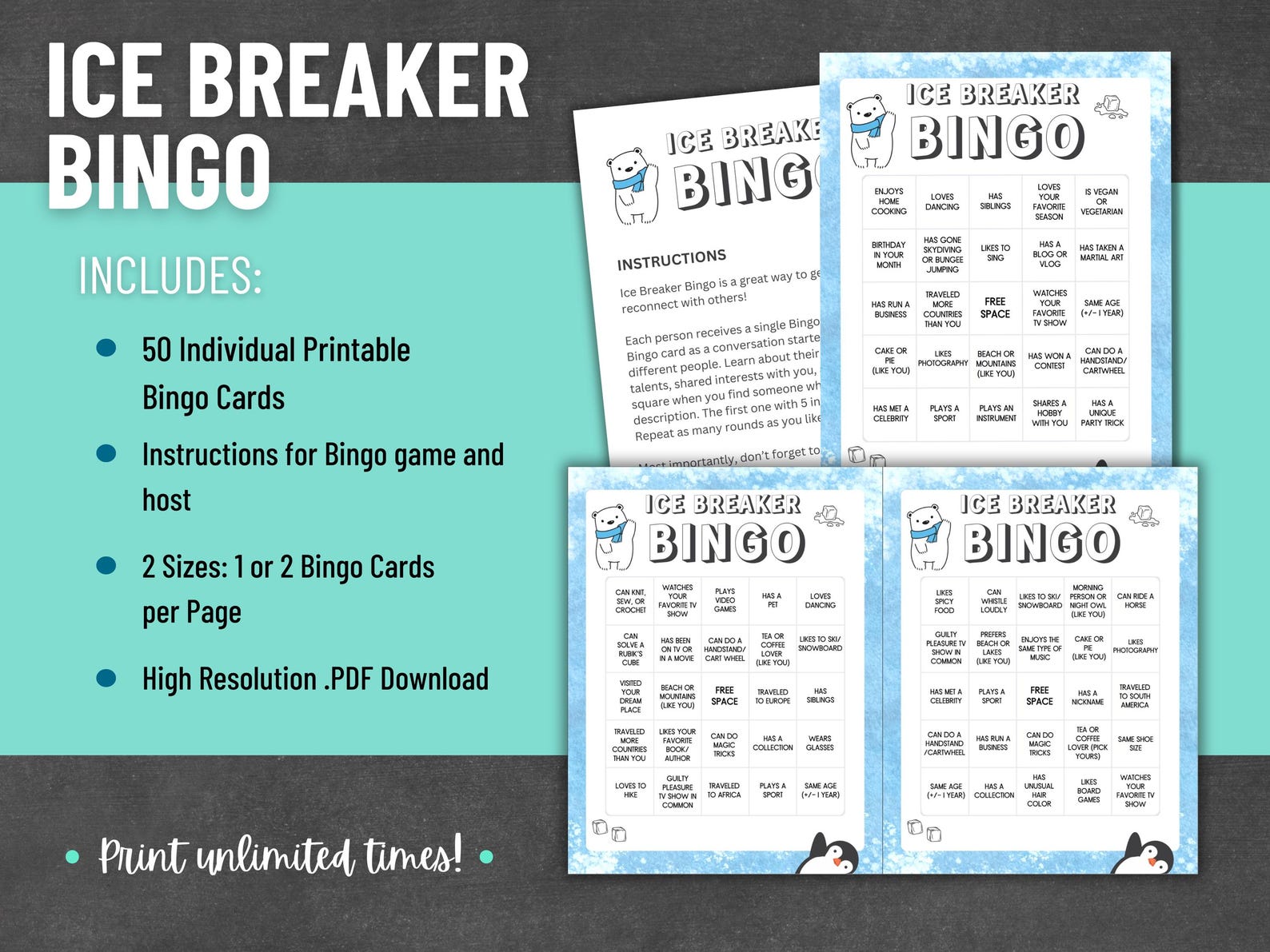 Ice Breaker Bingo Printable | Get to Know You Activity | Find the Guest ...