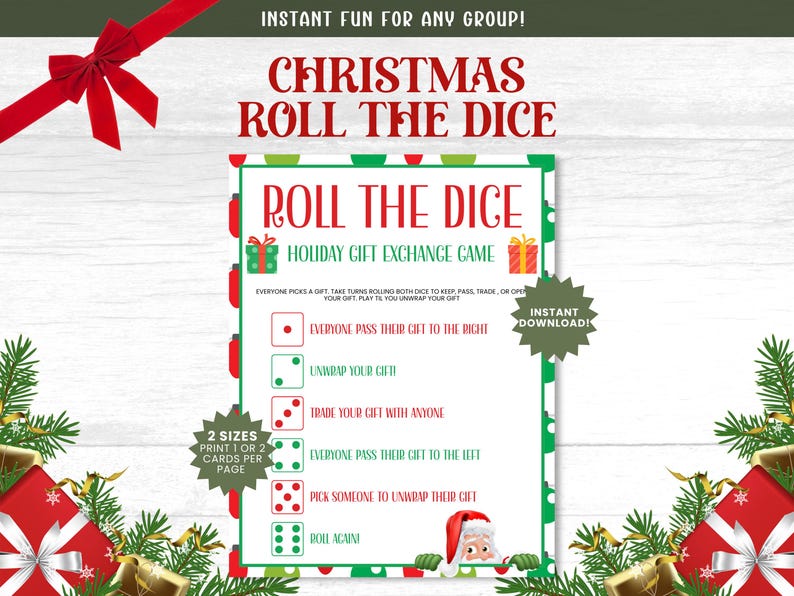 Roll the Dice Christmas Dice Game Gift Exchange | Christmas Pass the ...