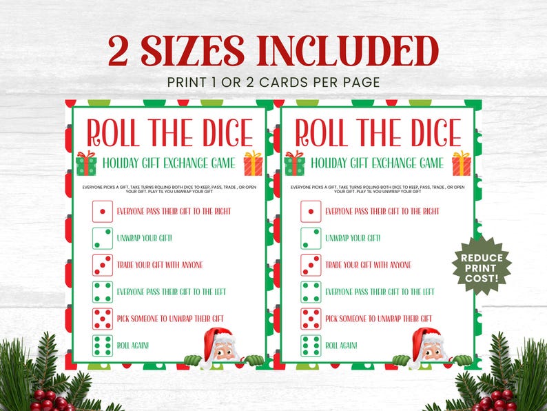 Roll the Dice Christmas Dice Game Gift Exchange | Christmas Pass the ...