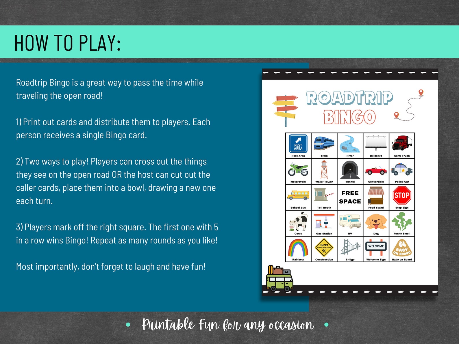 Roadtrip Bingo Printable Game | Fun Travel-themed Activity | Perfect ...