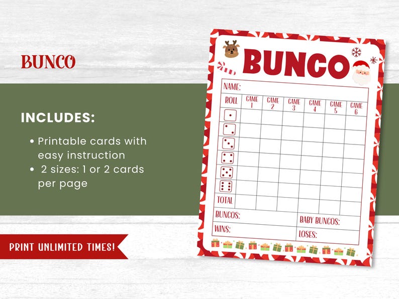 Christmas Bunco Christmas Dice Game | Christmas Games for Adults and ...