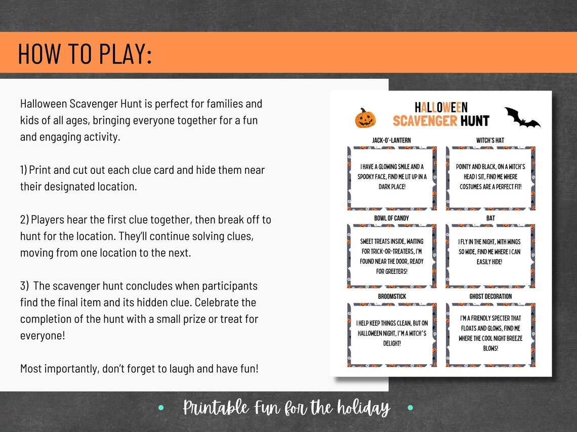 Halloween Scavenger Hunt Game for Kids and Families | Printable ...