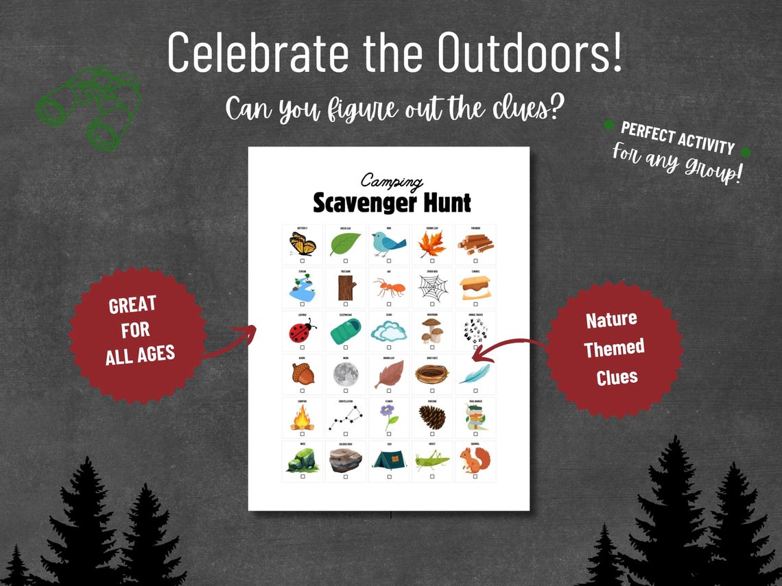 Camping Scavenger Hunt Game for Families | Camping Activity Printable ...