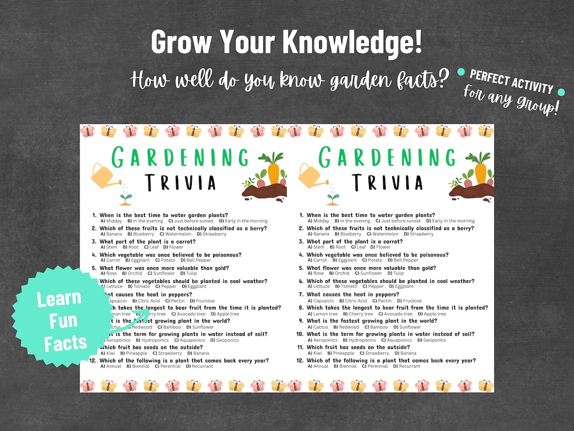 Gardening Trivia Game Printable | Fun Garden-themed Quiz | Perfect for ...