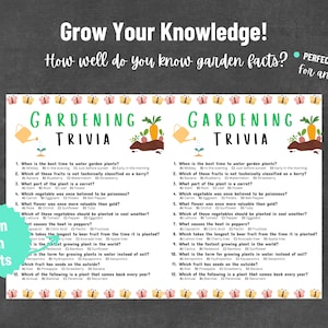 Gardening Trivia Game Printable | Fun Garden-themed Quiz | Perfect for ...
