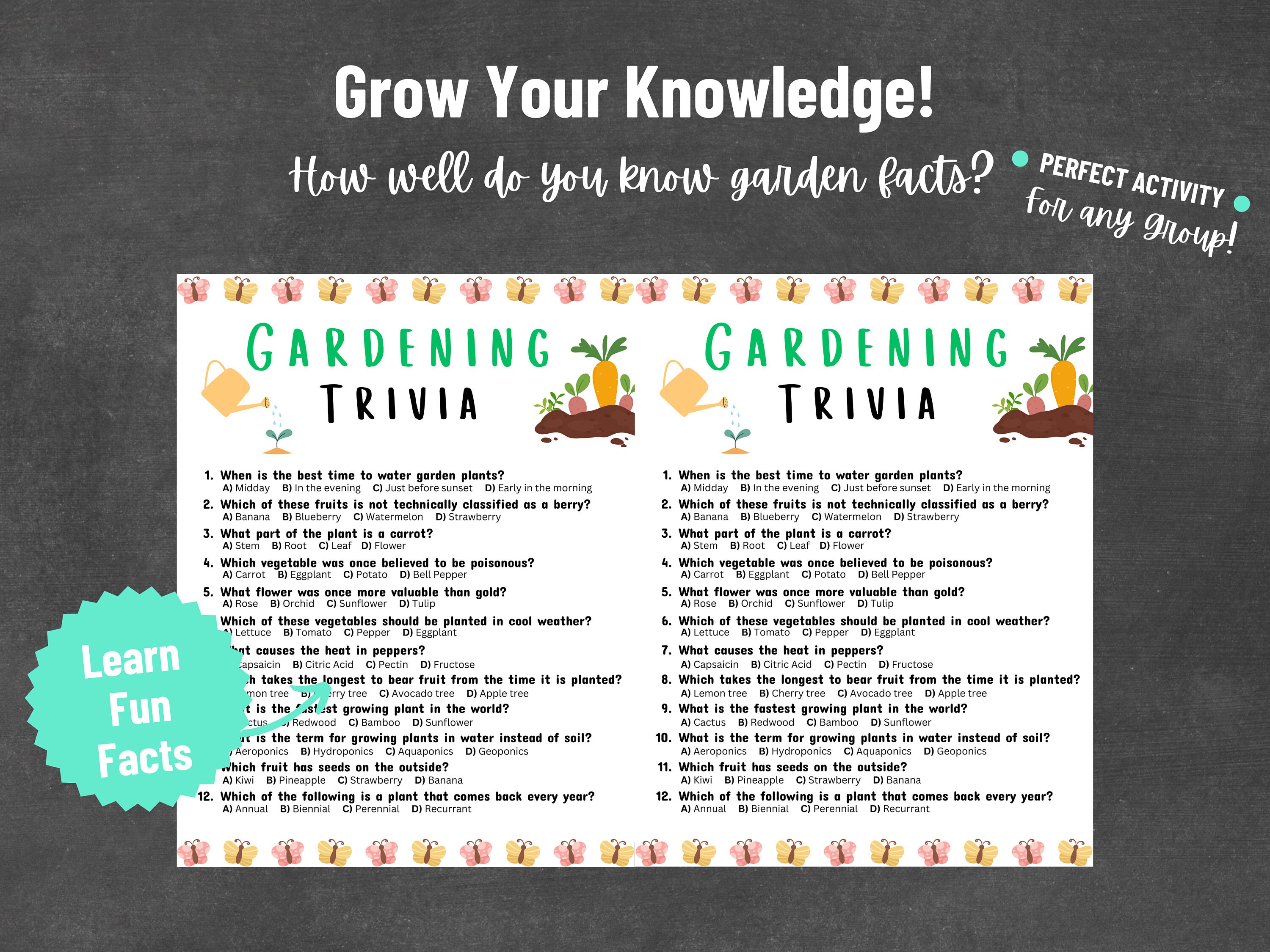 Gardening Trivia Game Printable | Fun Garden-themed Quiz | Perfect for ...