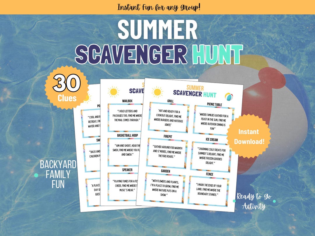 Summer Scavenger Hunt for Kids and Families | Summer Activity Printable ...