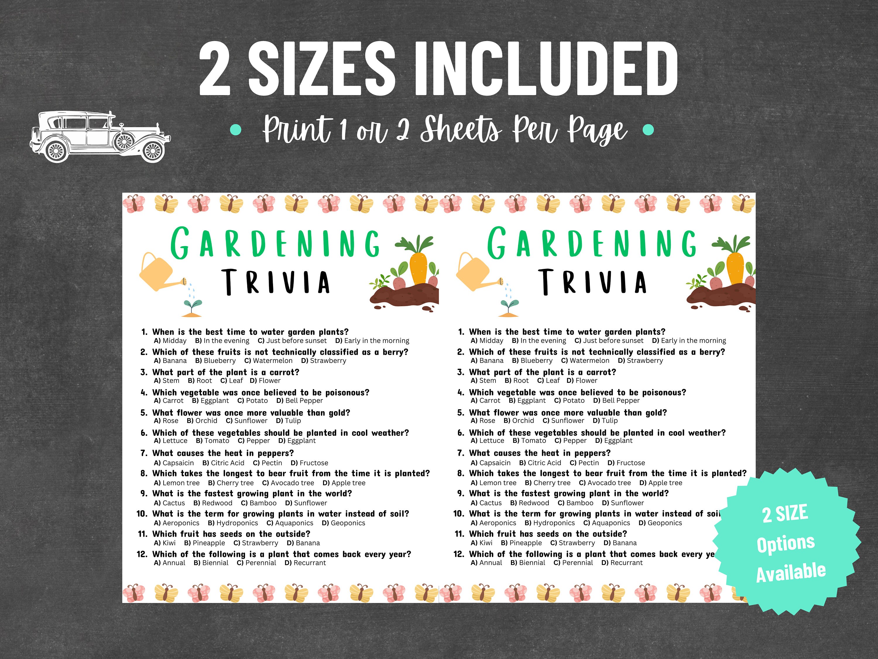 Gardening Trivia Game Printable | Fun Garden-themed Quiz | Perfect for ...