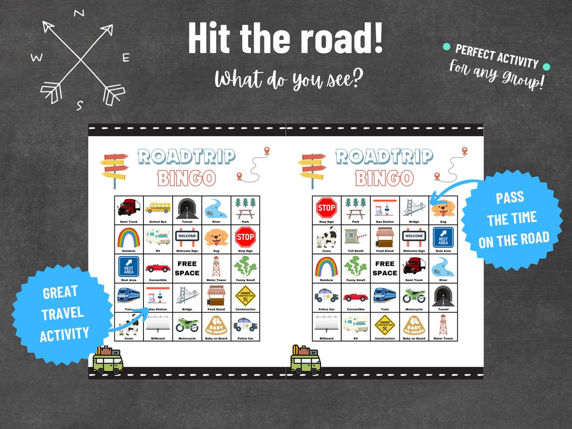 Roadtrip Bingo Printable Game | Fun Travel-themed Activity | Perfect ...