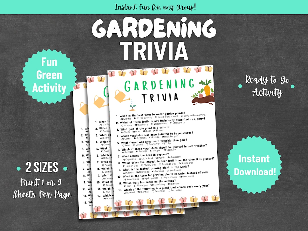 Gardening Trivia Game Printable | Fun Garden-themed Quiz | Perfect for ...