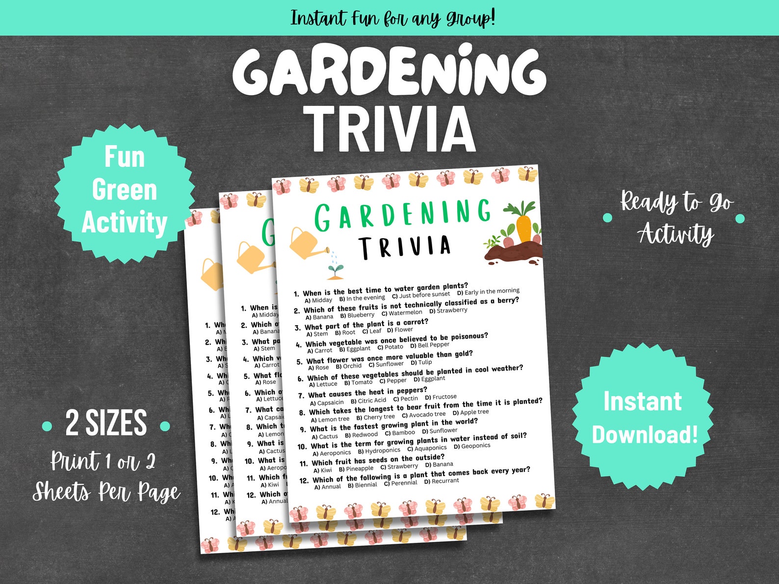 Gardening Trivia Game Printable | Fun Garden-themed Quiz | Perfect for ...