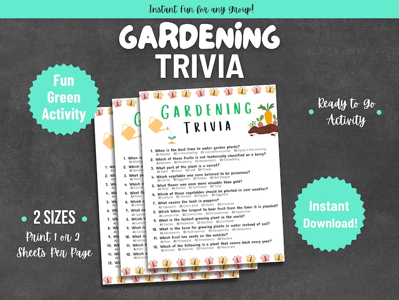 Gardening Trivia Game Printable | Fun Garden-themed Quiz | Perfect for ...
