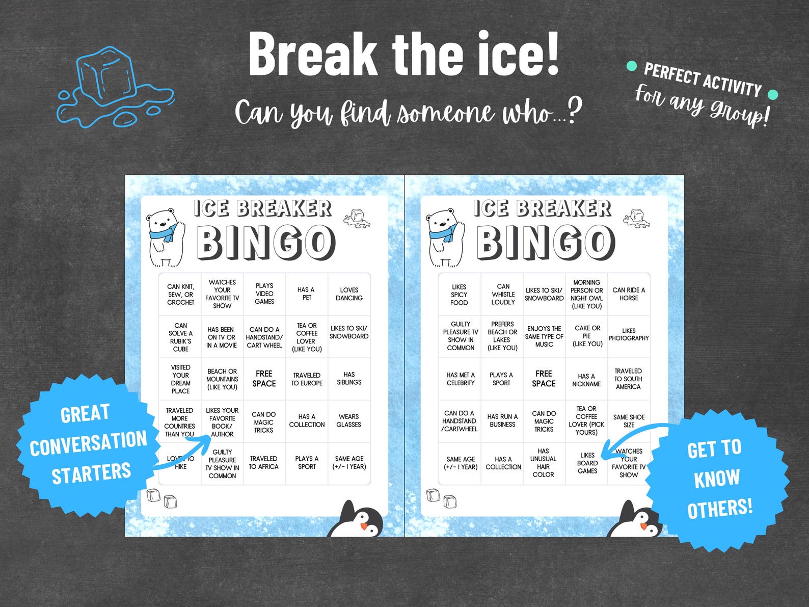 Ice Breaker Bingo Printable | Get to Know You Activity | Find the Guest ...
