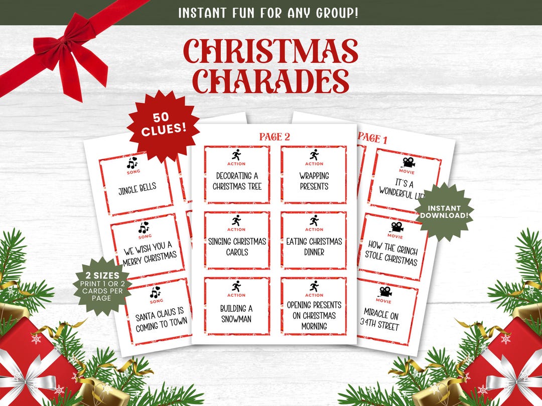 Christmas Charades Christmas Party Games for Adults Printable ...