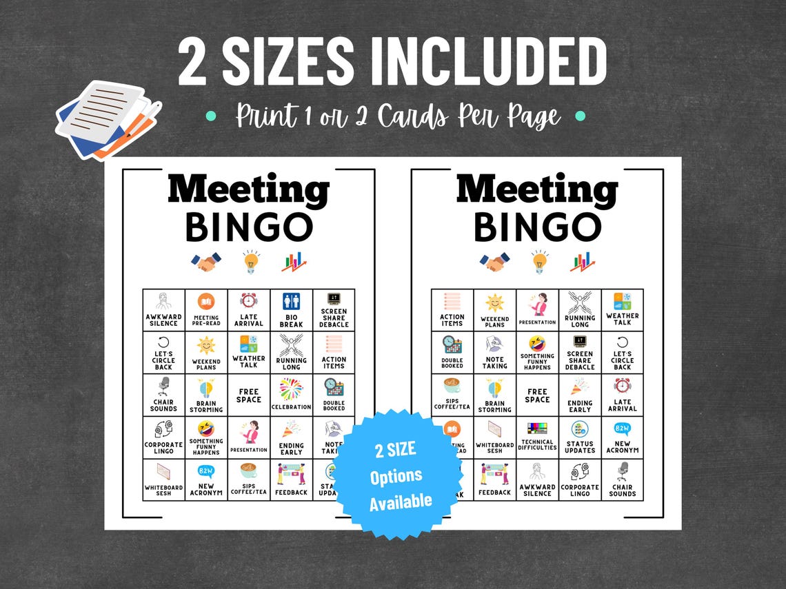 Meeting Bingo Game Printable | Office Bingo | Fun Team-building ...