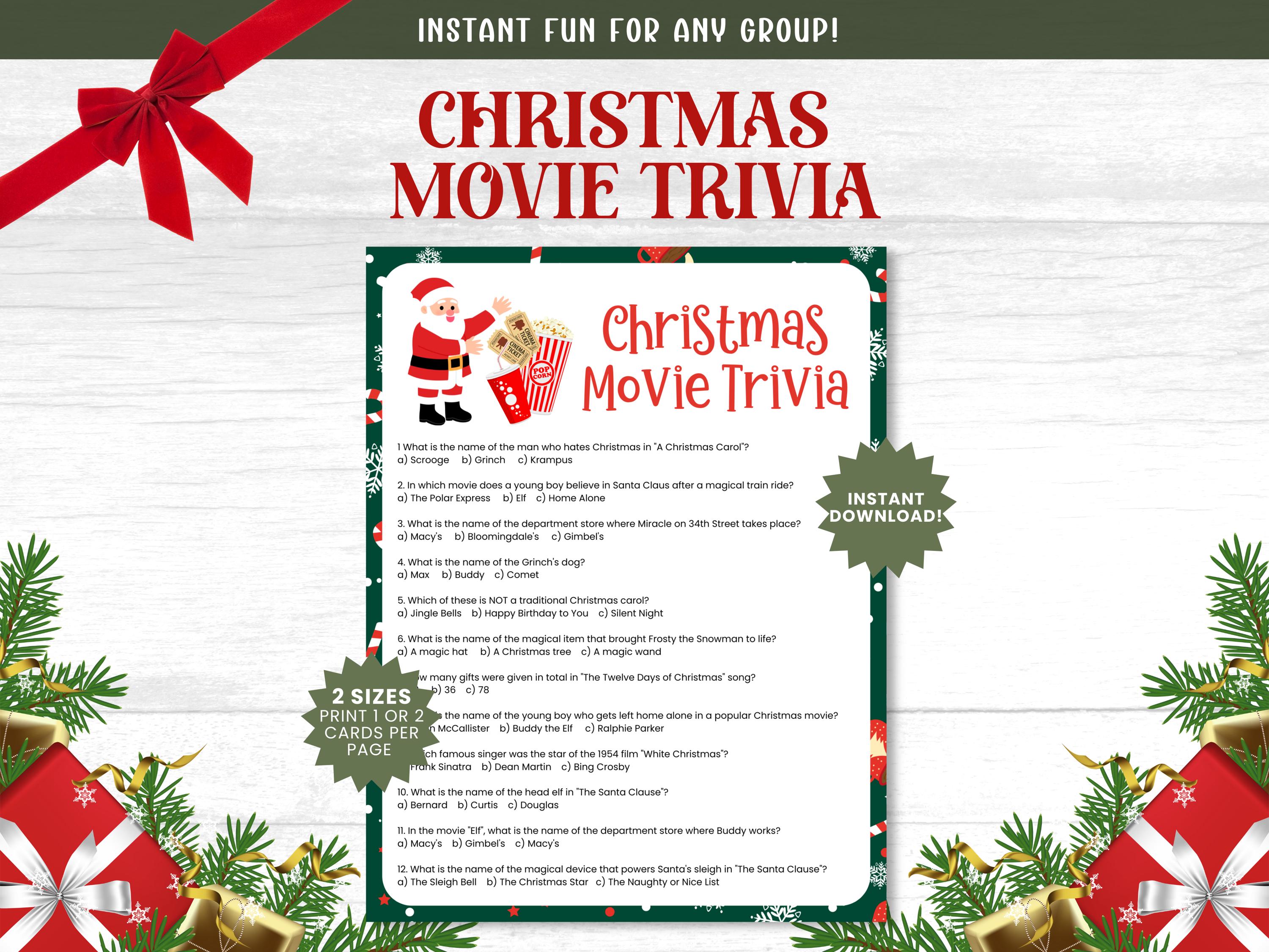 Christmas Movie Trivia Games Printable | Holiday Movie Trivia With ...