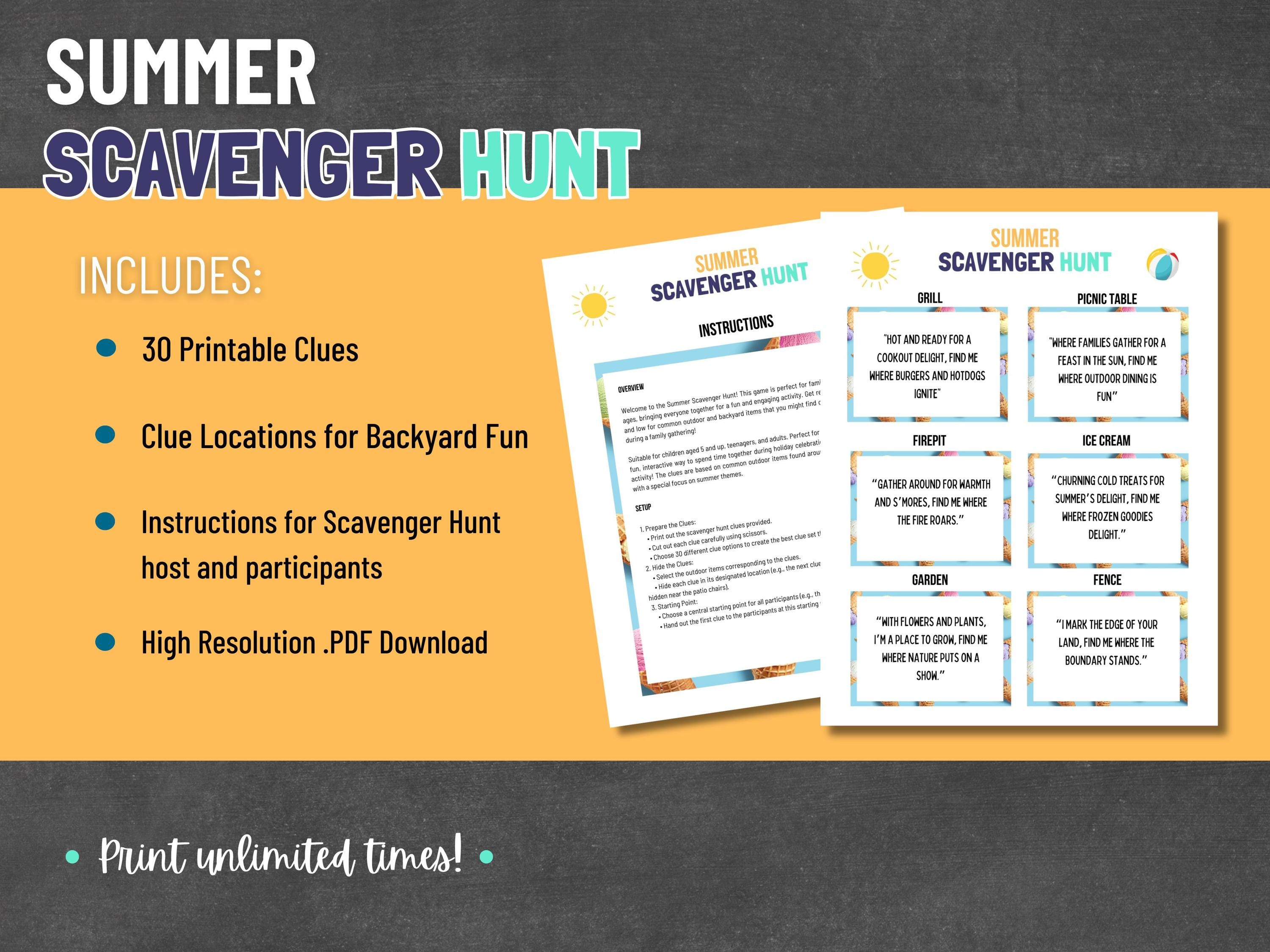 Summer Scavenger Hunt for Kids and Families | Summer Activity Printable ...