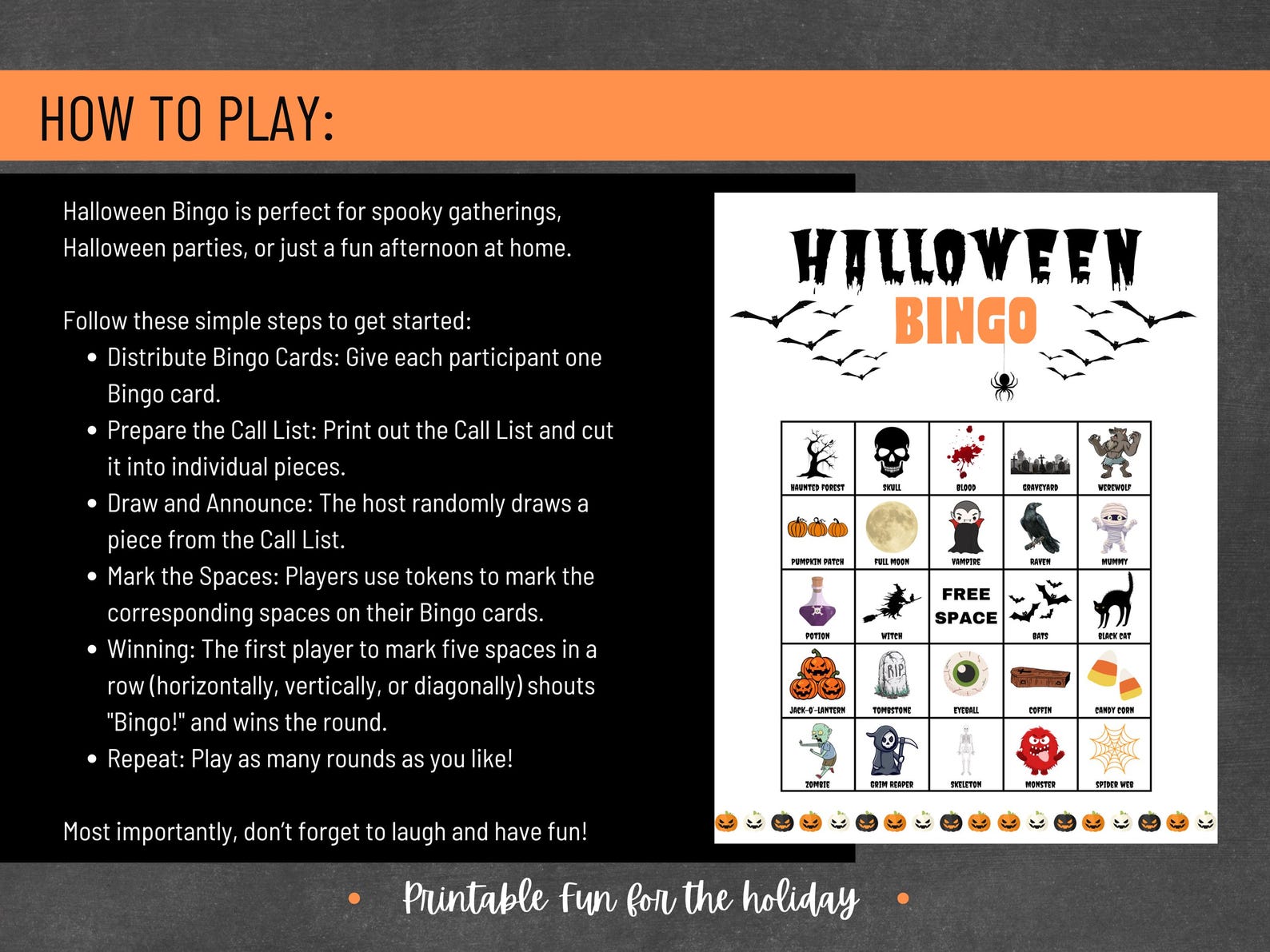 Halloween Bingo Game Printable | Spooky Party Game | Perfect for ...
