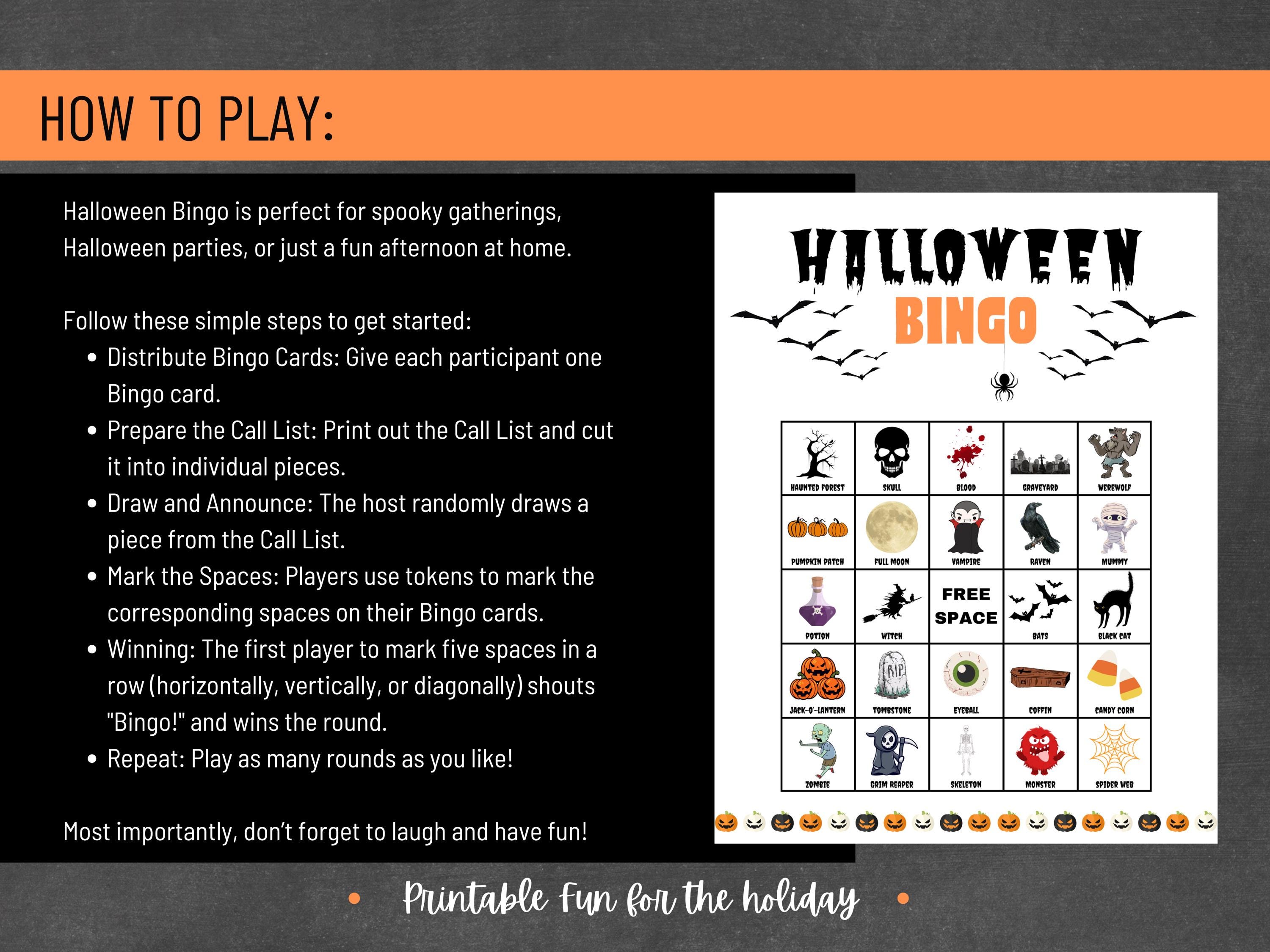 Halloween Bingo Game Printable | Spooky Party Game | Perfect for ...