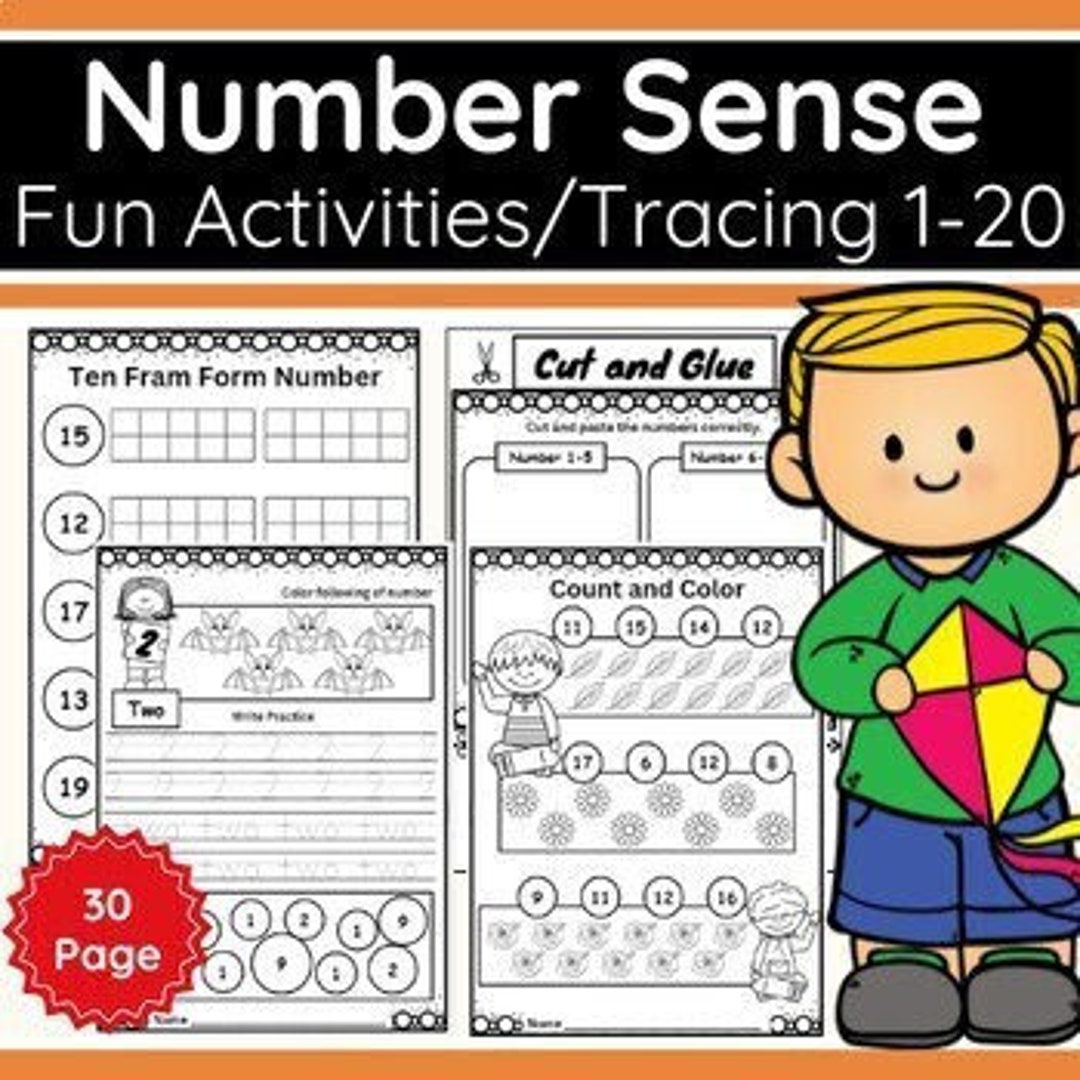 Number Sense Fun Activities Tracing 1-20 Writing Kindergarten Beginner ...