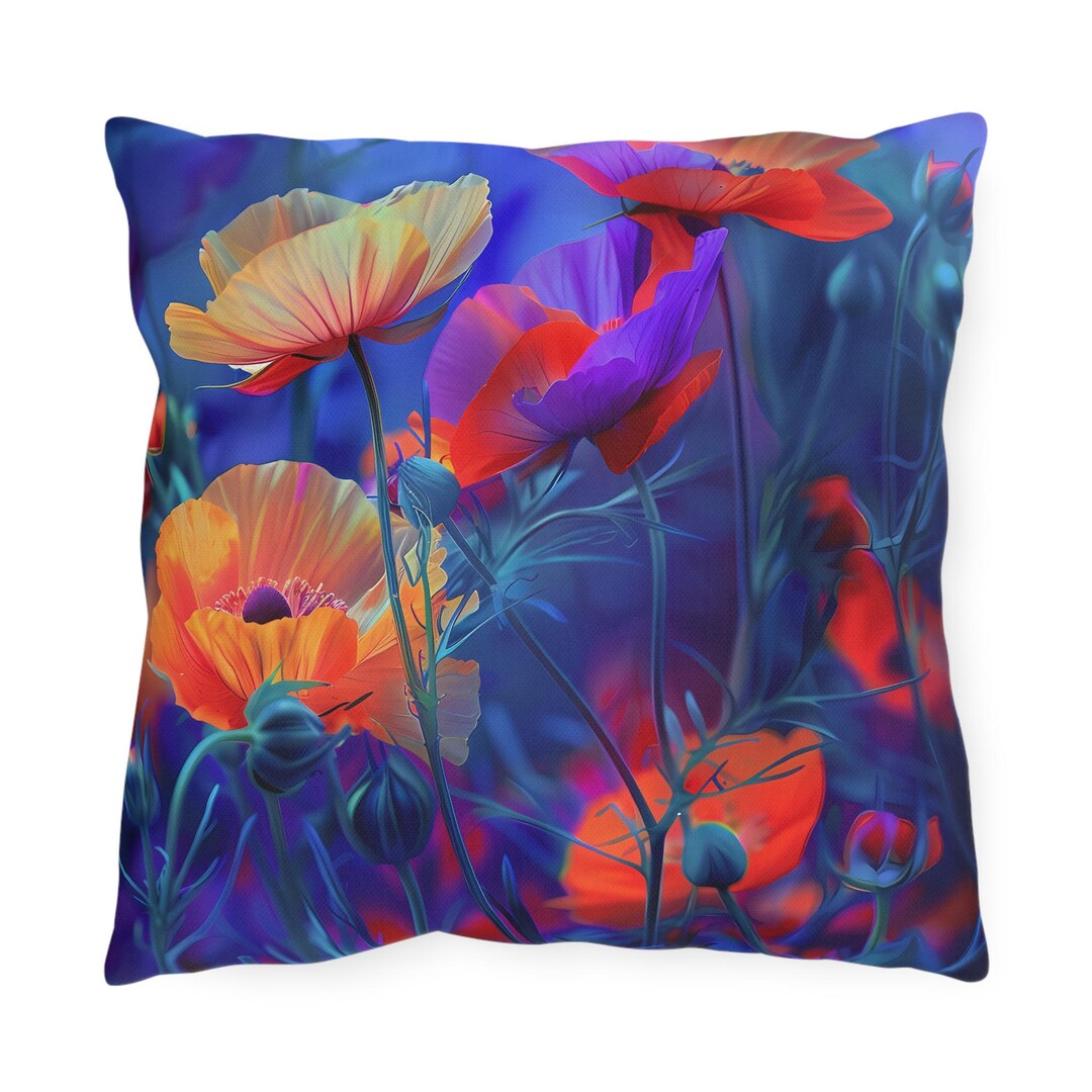 Colorful Floral Outdoor Pillows, Vibrant Garden Patio Decor Cushion ...