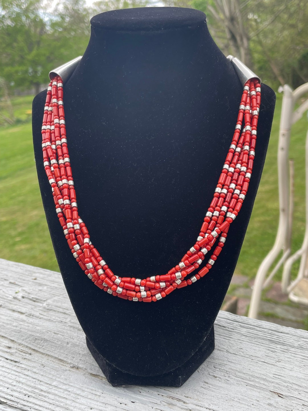 Vintagesigned christin Wolfe Sterling Silver & Mediterranean Coral ...
