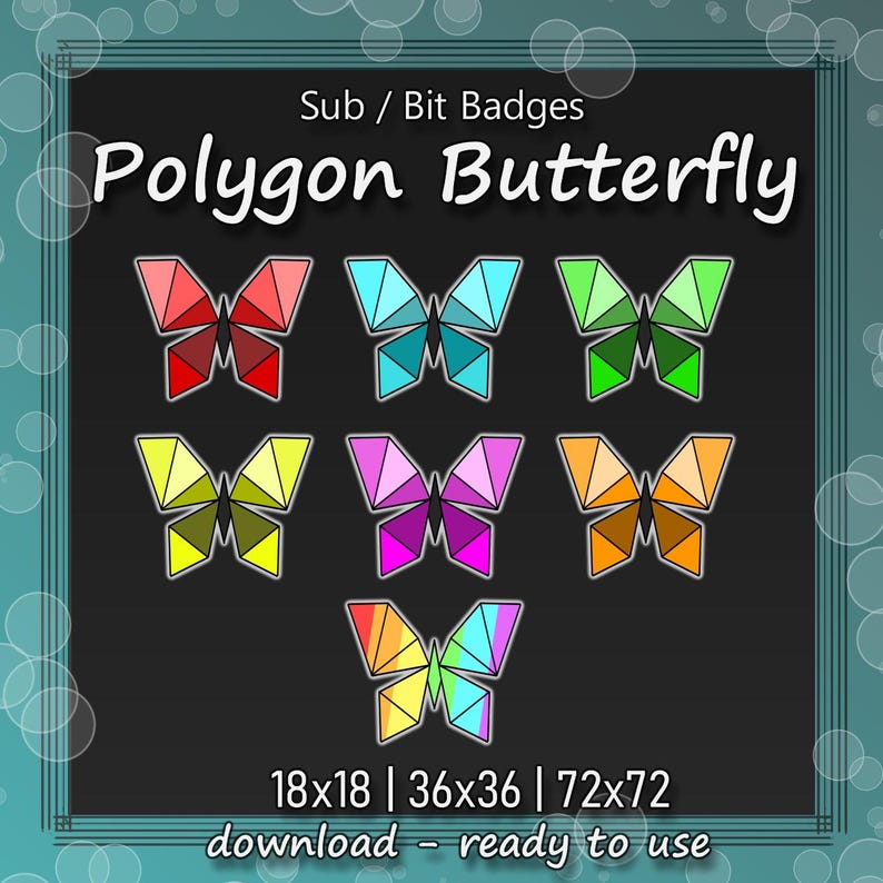 Polygon Butterfly Twitch Sub/bits Badges - Etsy