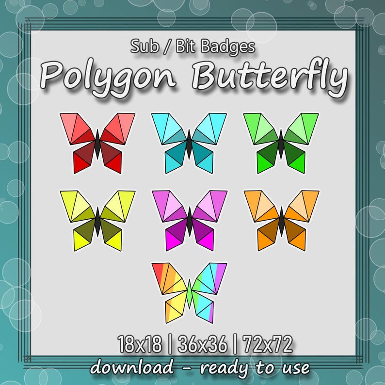Polygon Butterfly Twitch Sub/bits Badges - Etsy