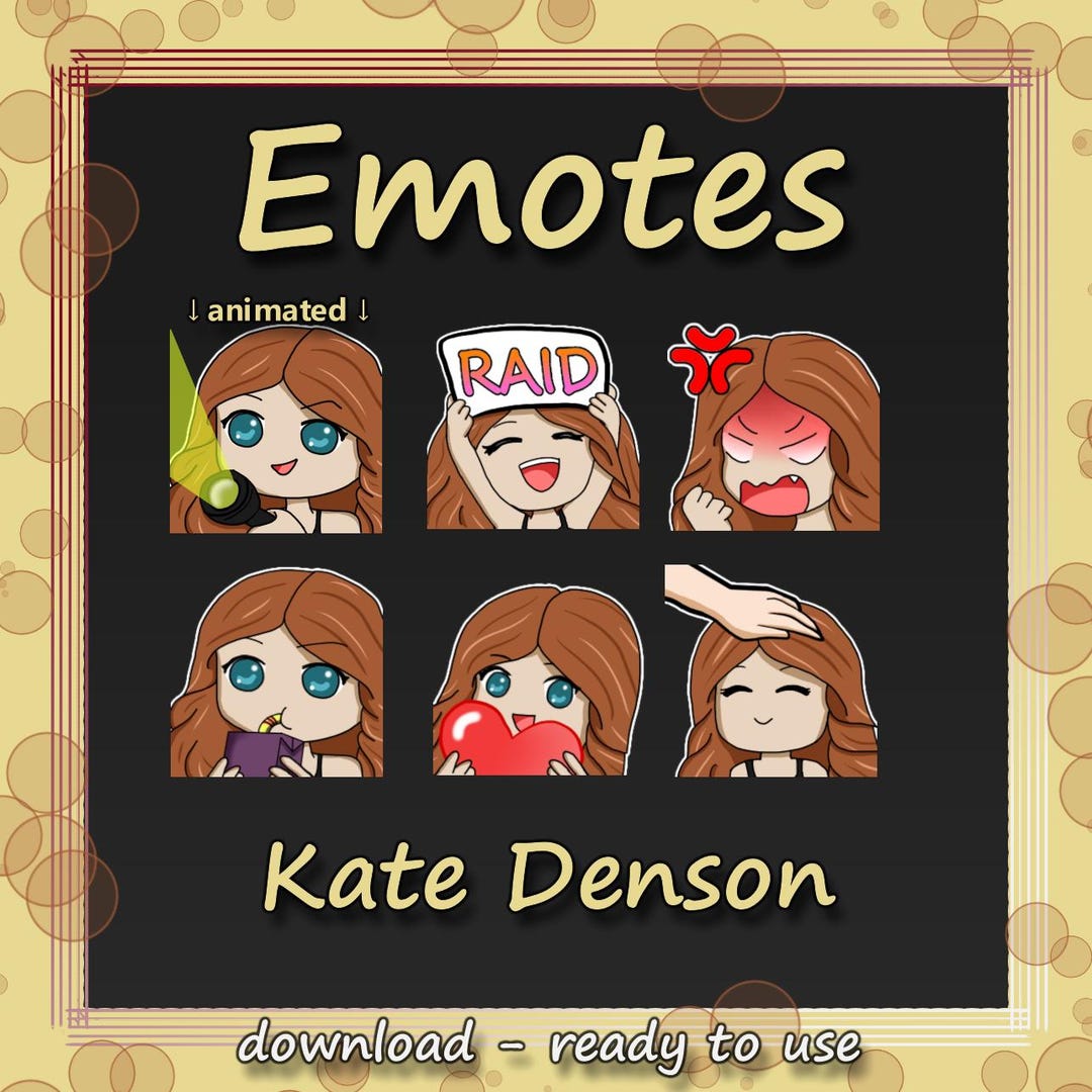 DBD Kate Denson 6 Emotes - Flash, Raid, Angry, Juice, Love, Pet ...