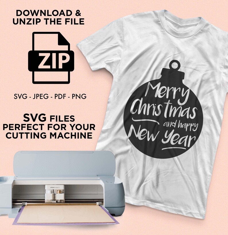 Merry Christmas & Happy New Year SVG Festive Xmas Christmas SVG Cricut ...