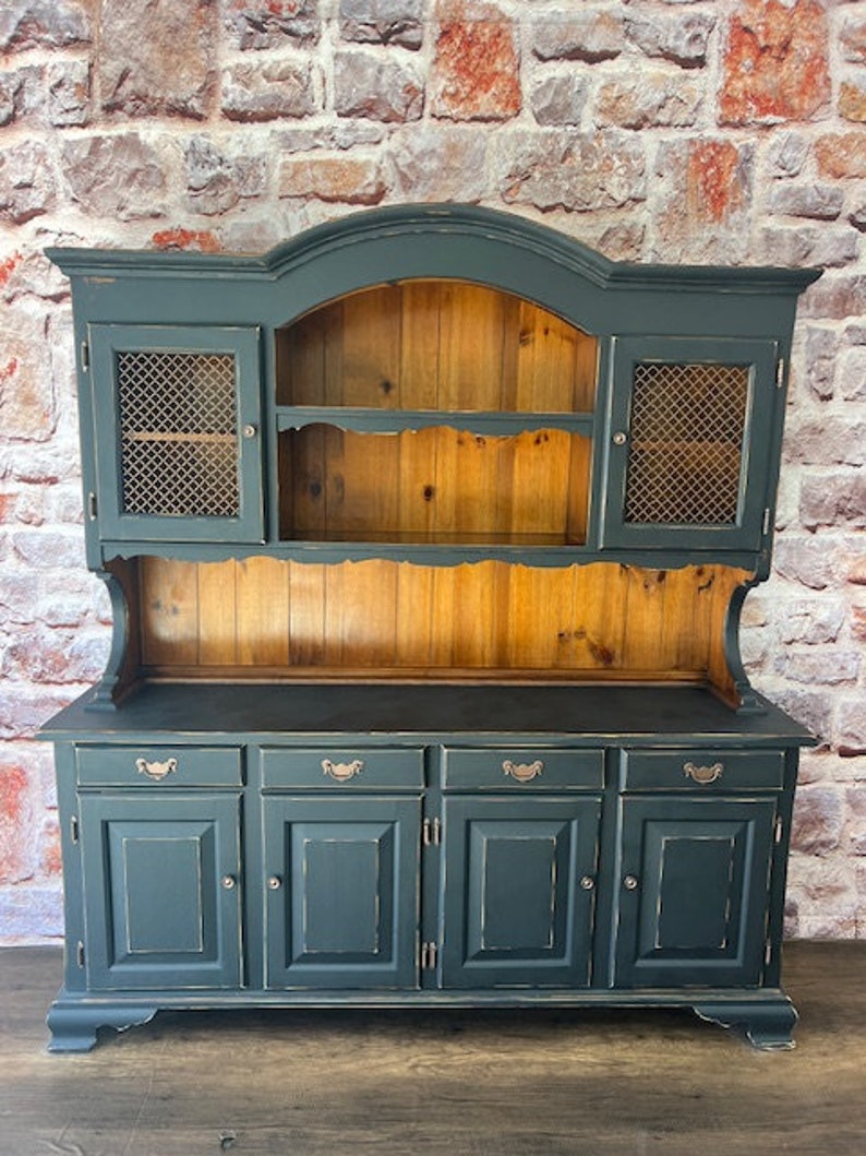 Rustic Solid Pine Display Hutch - Etsy