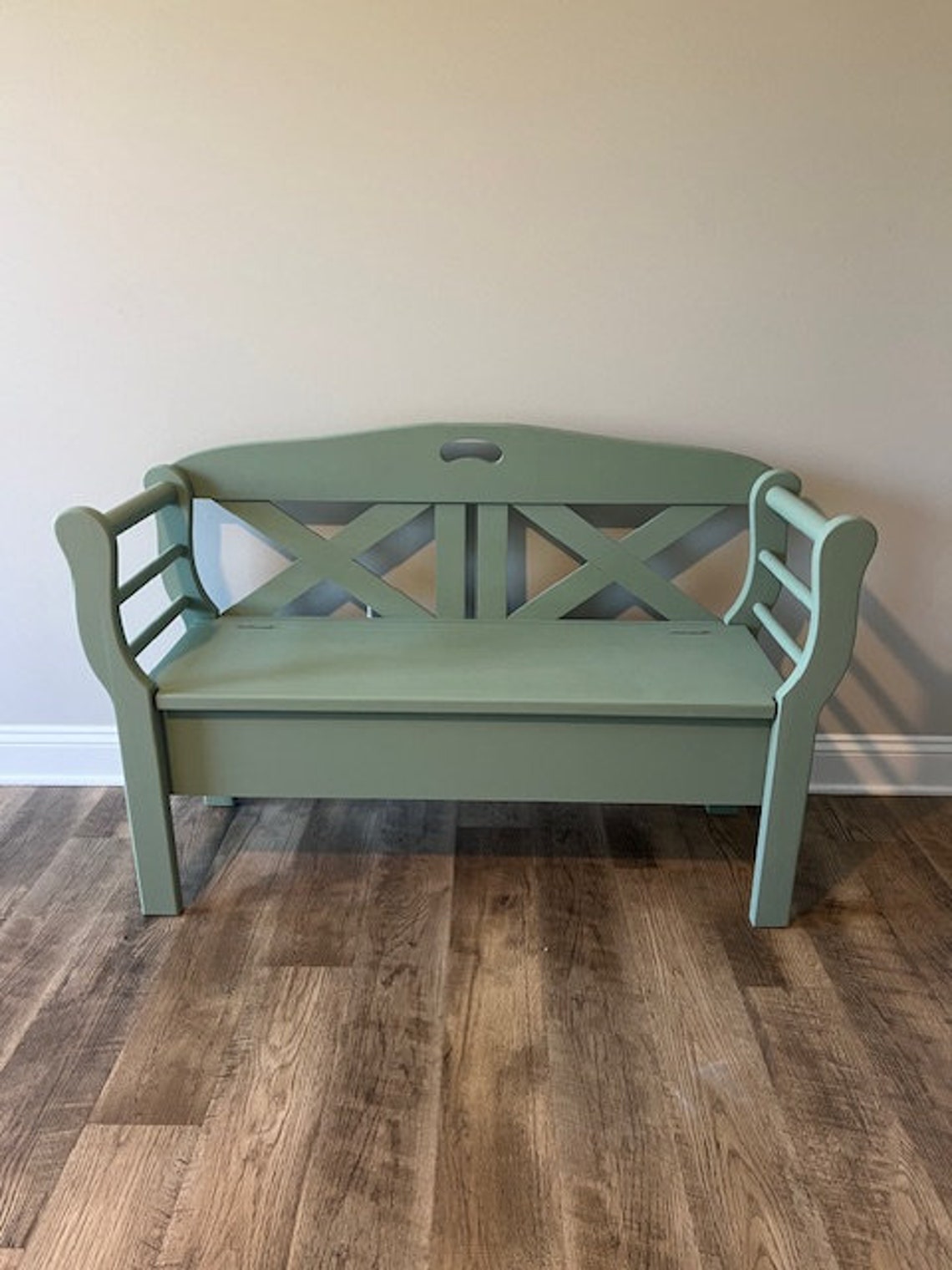 Sage Green Farmhouse Storage Bench - Etsy