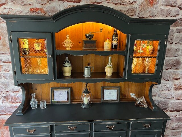 Rustic Solid Pine Display Hutch - Etsy