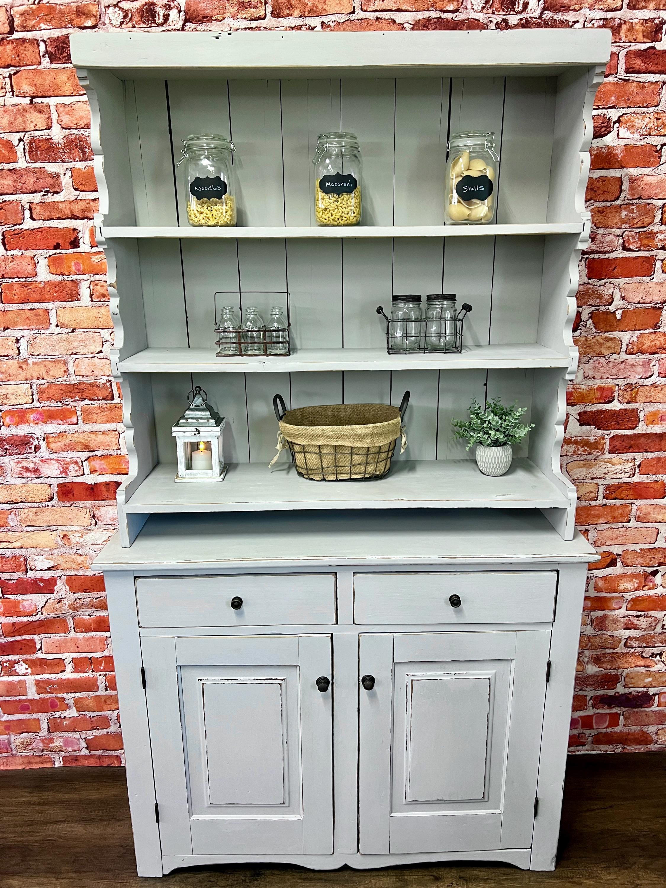 Antique Farmhouse Gray Hutch / Display Cabinet - Etsy