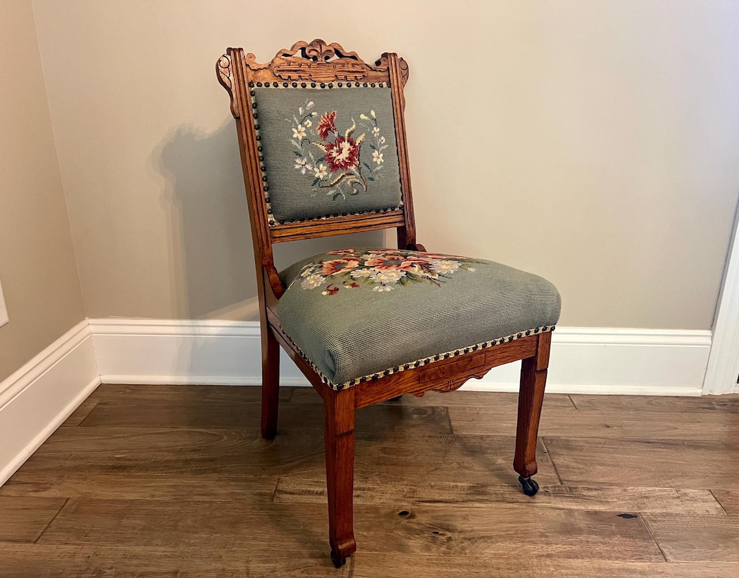Antique Needlepoint Chair - Etsy