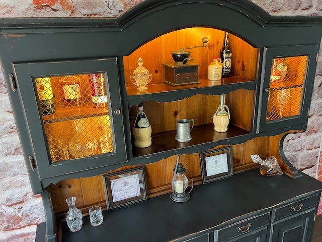 Rustic Solid Pine Display Hutch - Etsy