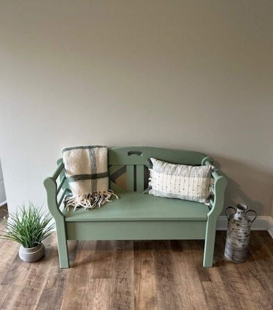 Sage Green Farmhouse Storage Bench - Etsy