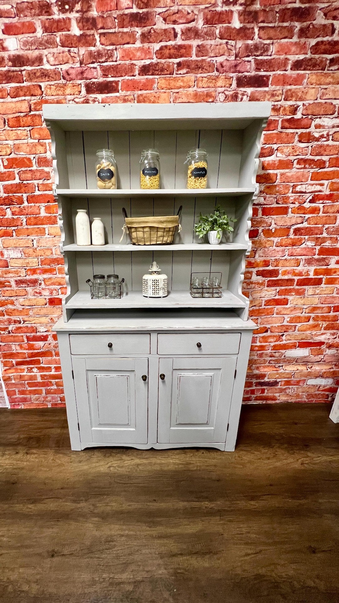 Antique Farmhouse Gray Hutch / Display Cabinet - Etsy