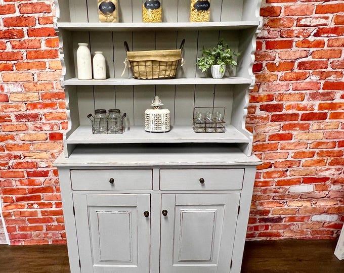 Antique Farmhouse Gray Hutch / Display Cabinet - Etsy