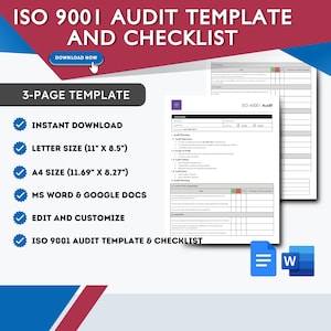 ISO Audit ISO 9001 Audit Internal Audit Checklist Quality Assurance ISO ...