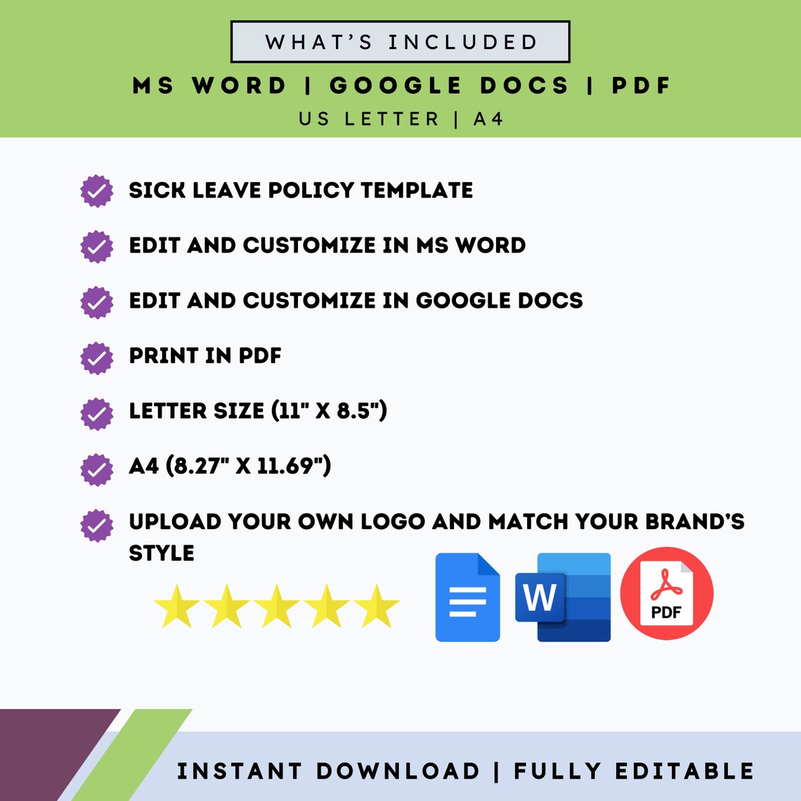 Sick Leave Policy Template Employee Health Benefits Workplace Wellness ...