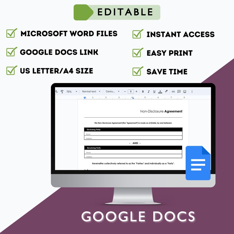 NDA Contract NDA Template NDA Form Non-disclosure Agreement Non ...