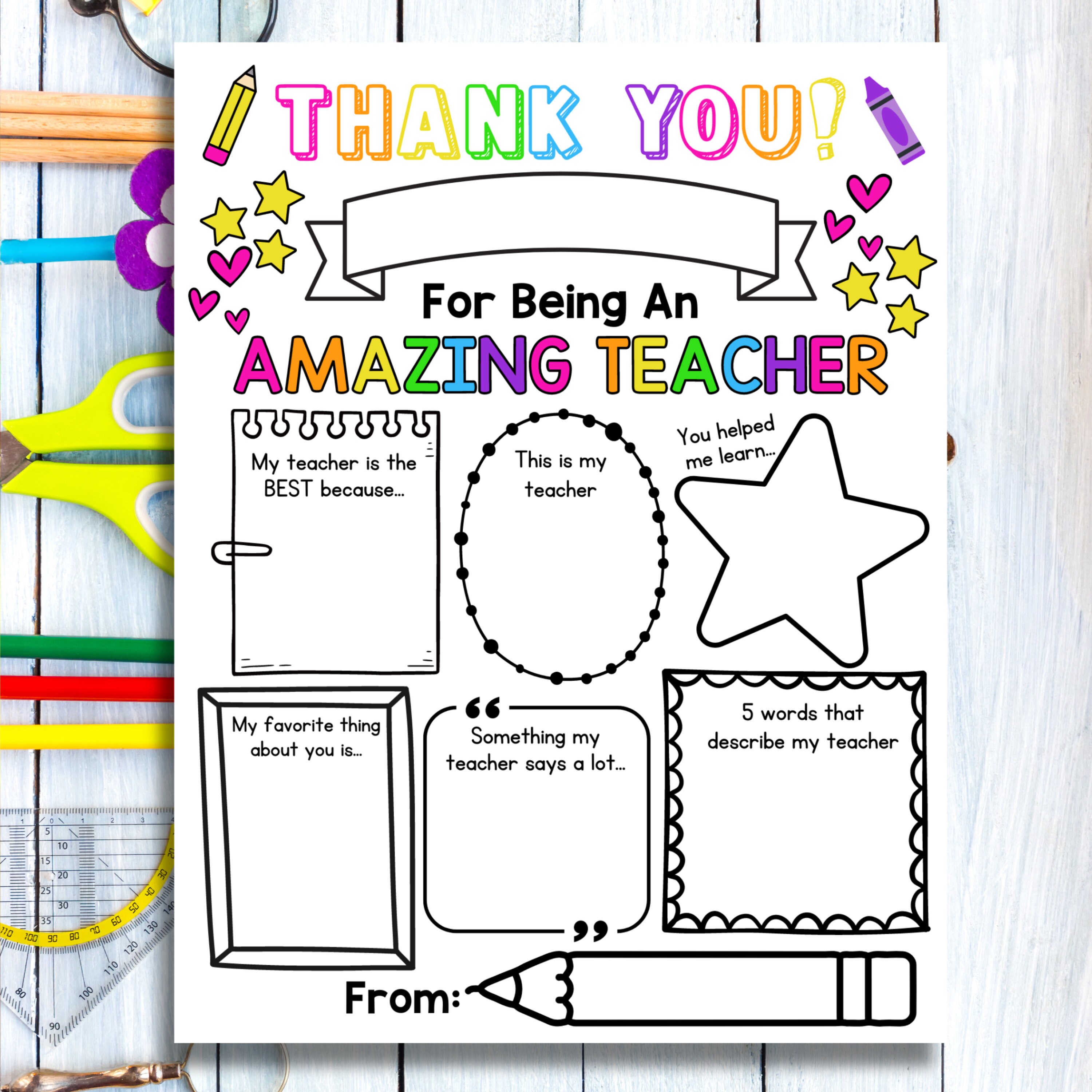 Teacher Appreciation Week Thank You Printable Teacher Appreciation Gift ...
